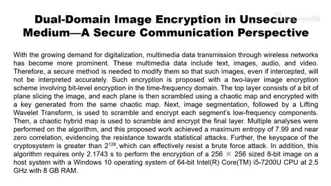 Dual-Domain Image Encryption in Unsecure Medium | Encyclopedia MDPI